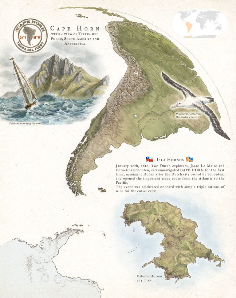 How I create: Cape Horn map - Filippo Vanzo | Illustrator & Cartographer